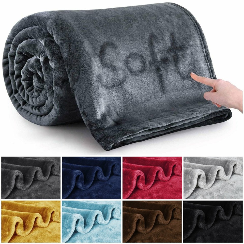 Faux Fur Fleece Throw Soft Warm Mink Large Sofa Bed Blanket Double King ...