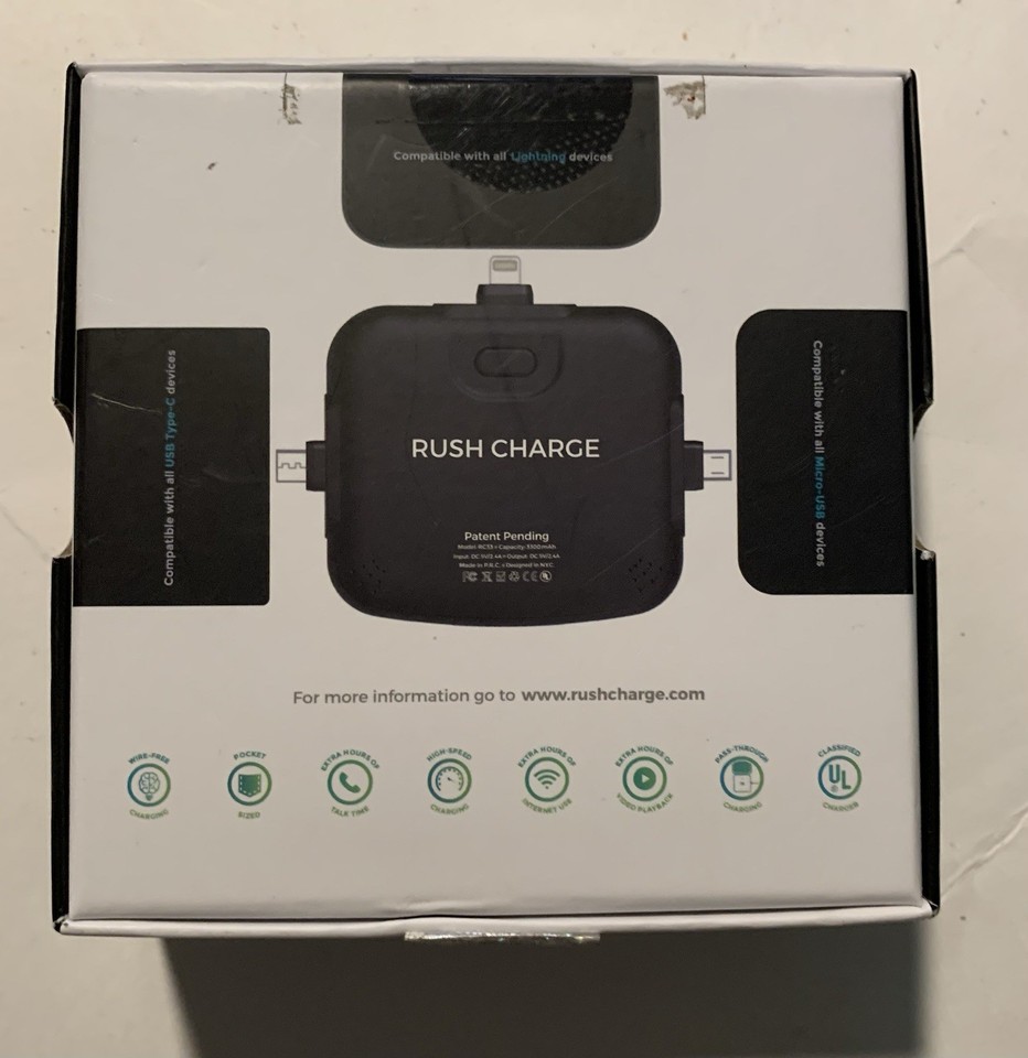 NEW Rush Charge 3 in 1 Portable Charger Type C Micro USB iPhone ...