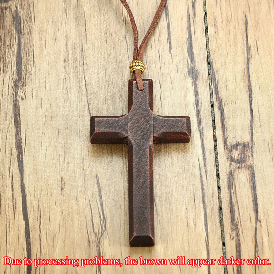 Men Christian Amulet Protection Large Wooden Wood Cross Pendant ...