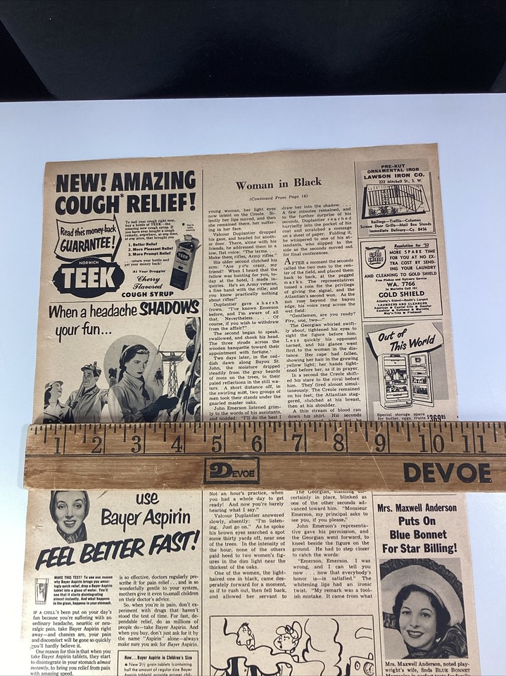 Bayer Aspirin Snow Ski Atlanta GA Print Ad 1952 AJC Maxwell Anderson ...