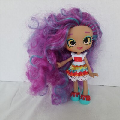 Shopkins Shoppies Doll Rosa Pinatas purple blue hair shoes 5" | eBay