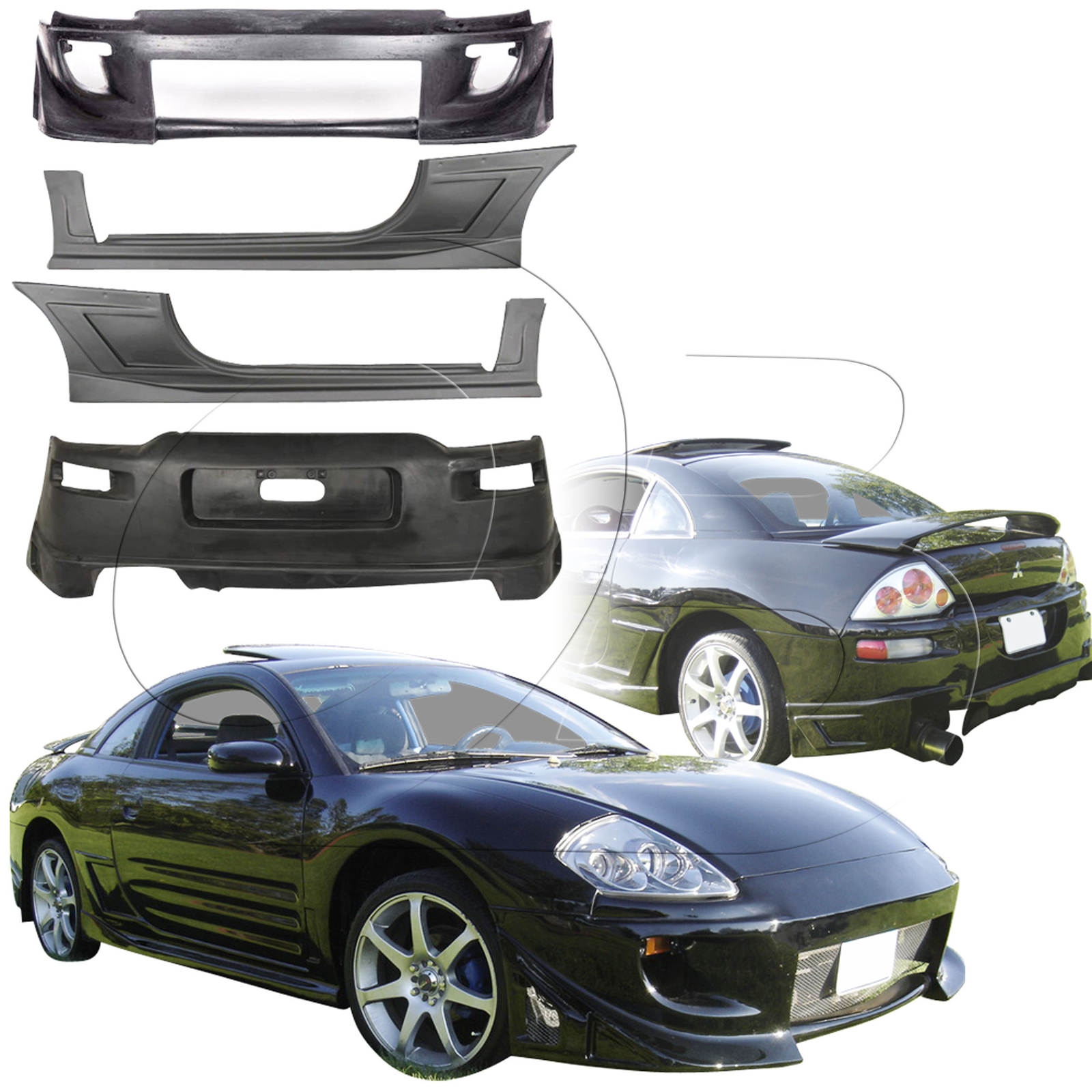 KBD Urethane Blits Style 4pc Full Body Kit for Eclipse Mitsubishi 00-05 ...