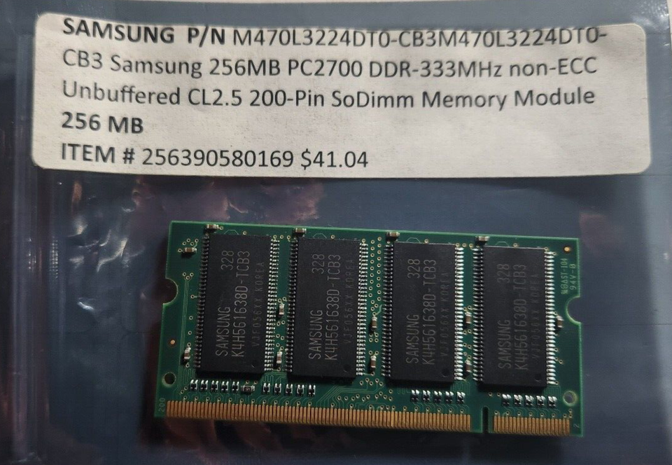 M470L3224DT0-CB3 Samsung 256MB PC2700 DDR-333MHz non-ECC Unbuffered FOR ...