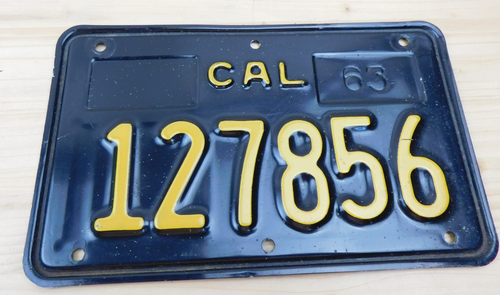 Vintage 1963 California Motorcycle License Plate #127856 | eBay