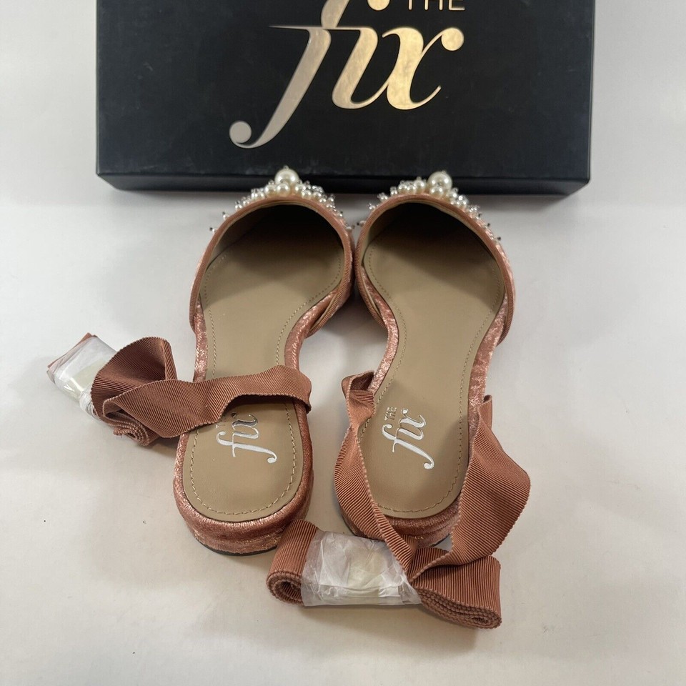 The Fix Flat Porter Pointed Toe Ankle Wrap With Pearls Black - Select ...