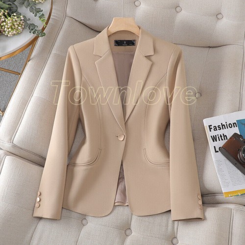Women Slim Fit Suit Coat One Button Business Commuter Blazer Jacket ...