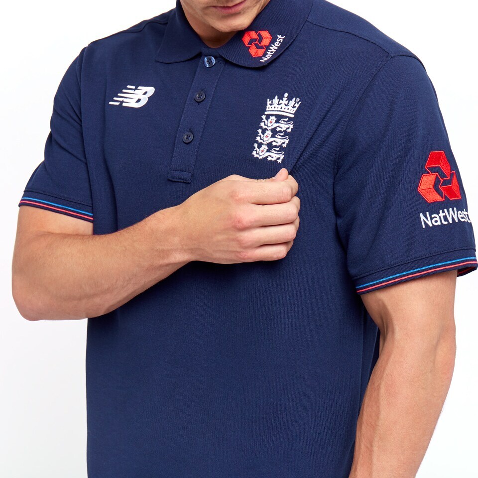 England Cricket Polo Shirt - Official New Balance ECB Shirt - Black ...