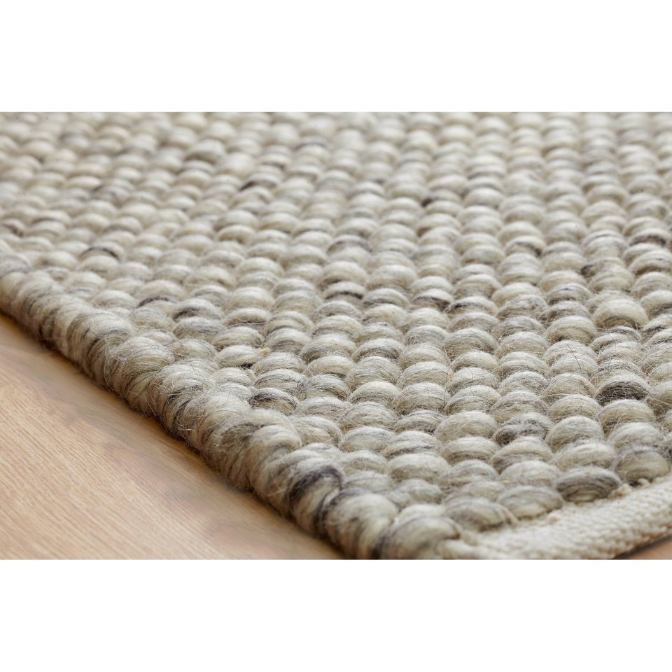 SMALL LARGE THICK LIGHT GREY PEBBLES BOBBLY 100% WOOL 3D SAVANNAH RUG ...