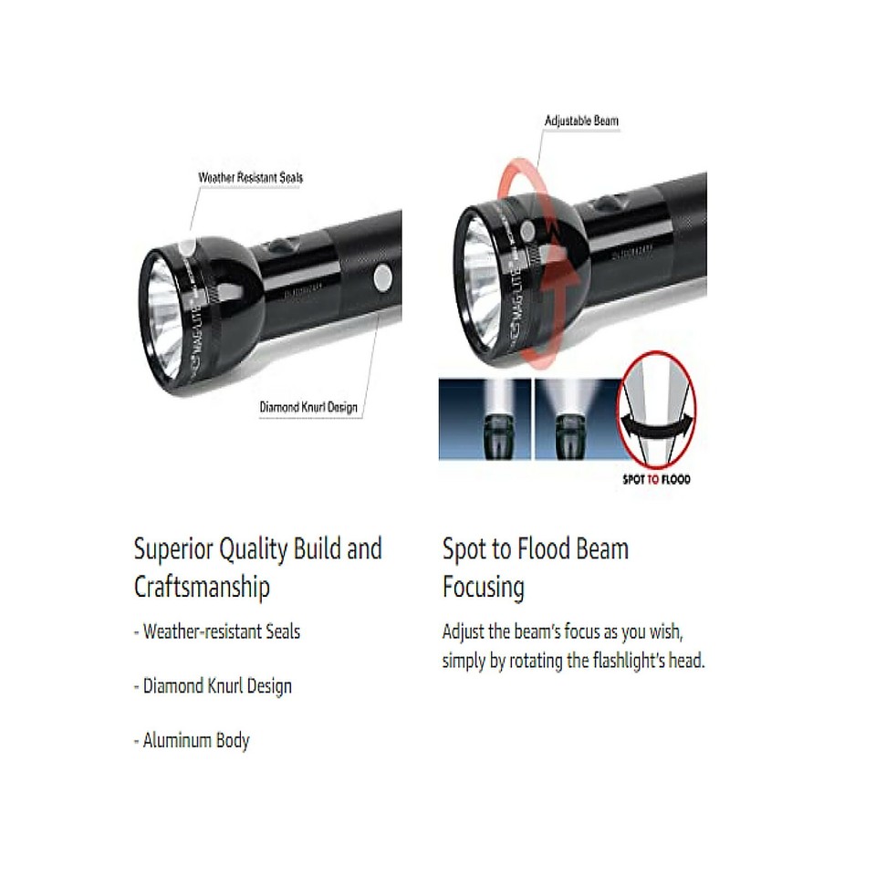 Maglite 6D Pro Xenon Torch Flashlight 338 Metres 6-Cell D Mag-Lite USA ...