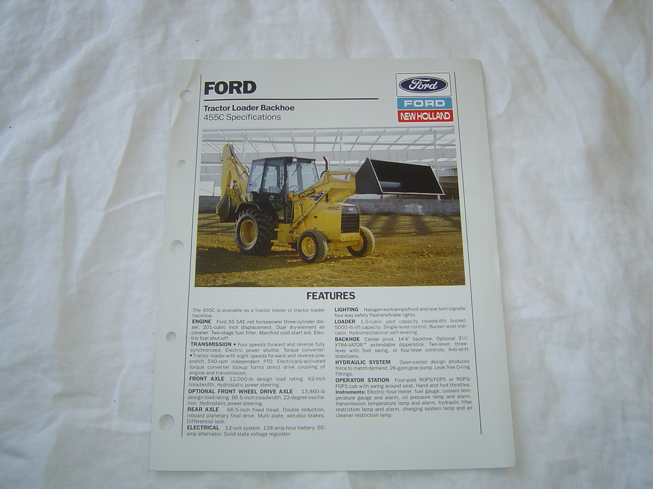 Ford New Holland 455C tractor loader specifications brochure | eBay