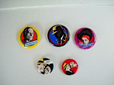 VTG Dick Tracy Tess Trueheart Pruneface Pins Buttons Disney & Tribune ...