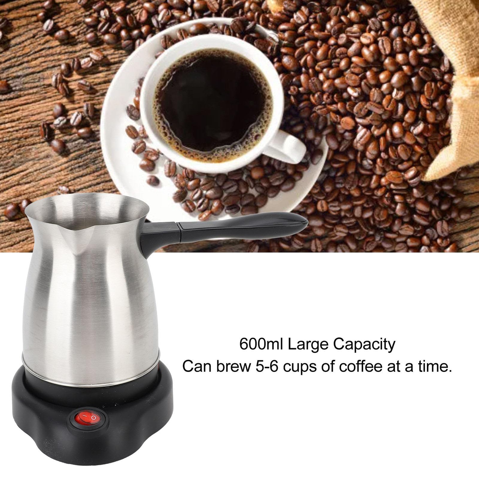Electric Turkish Coffee Maker 600ml Stainless Steel Electric Coffee ...