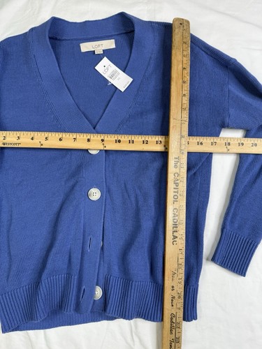 Ann Taylor Loft Soft Navy Blue Cardigan Xs Ribbed Button Sweater NEW ...