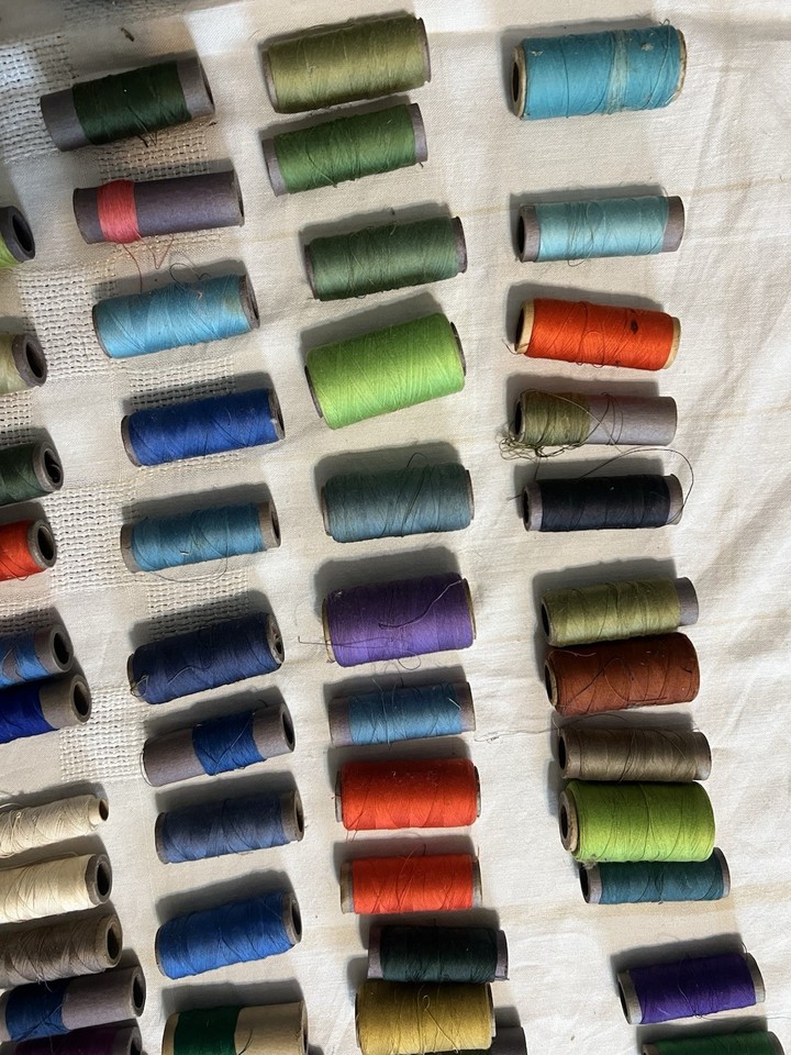 Vtg Lot BELDING CORTICELLI PURE SILK WOOD SPOOLS + Other SEWING THREAD ...