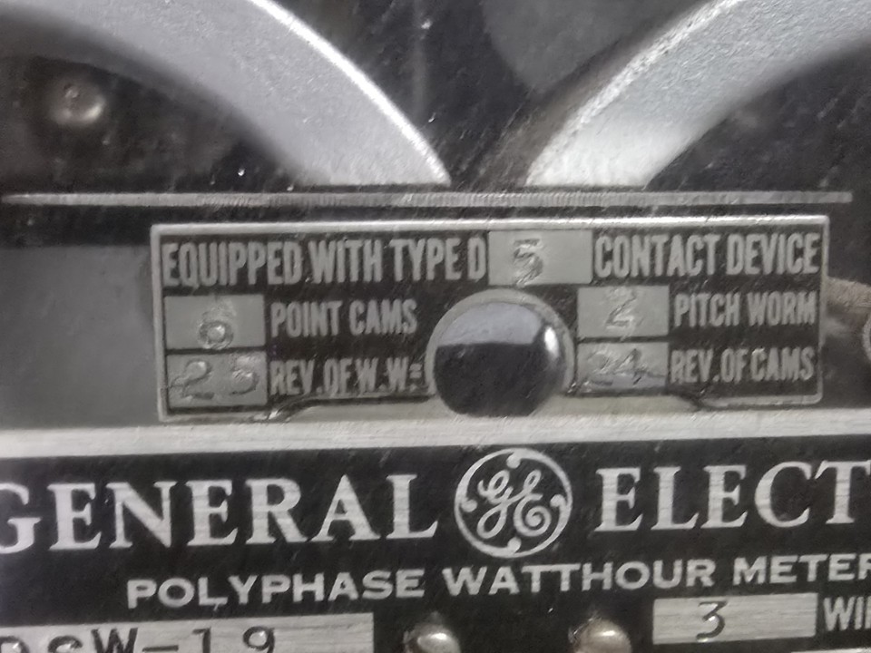 Vintage /Antique General Electric Model DSW-19 Polyphase Watthour ...