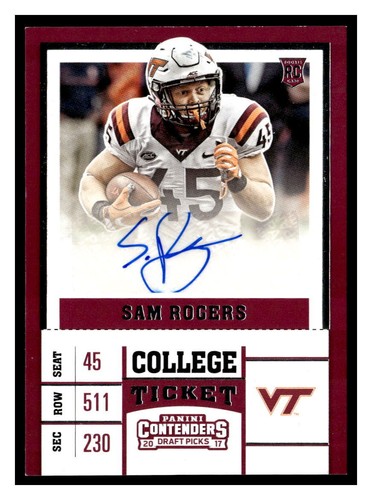 Sam Rogers 2017 Panini Contenders Draft Picks AUTOGRAPH AU Auto | eBay