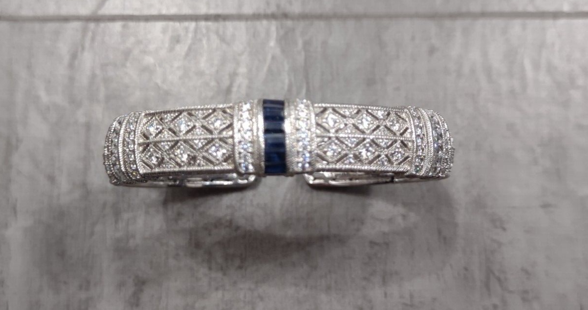Judith Ripka Estate Pia Sterling Silver Blue Sapphire & Diamonique Cuff ...