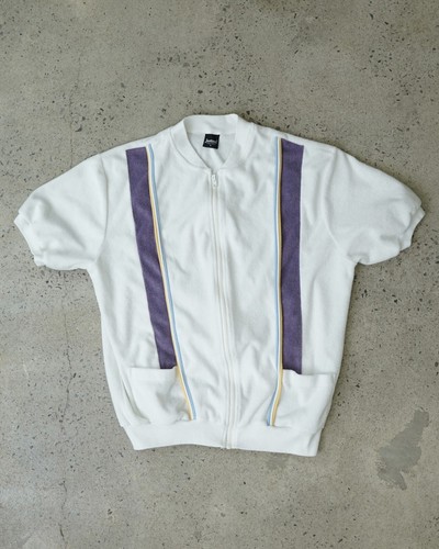 vintage jantzen terry cloth 80s zip-up jumper t-shirt size large | eBay