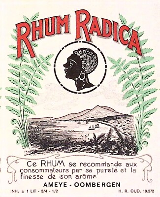 Rhum Radica AMEYE OOMBERGEN French Rum PAPER Label Mountain Lake Boats ...