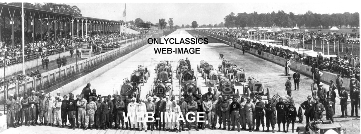 1912 INDY 500 SPEEDWAY LINEUP DRIVERS WITH CARS AUTO RACING PANORAMIC ...