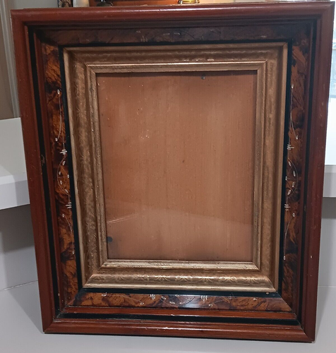 ANTIQUE 8 x 10 Victorian AESTHETIC MOVEMENT Marbleized PICTURE FRAME ca ...