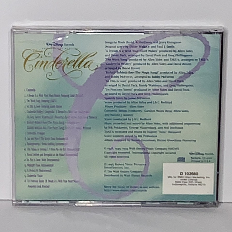 Factory Sealed Walt Disney Record's Presents The Music of Cinderella CD ...