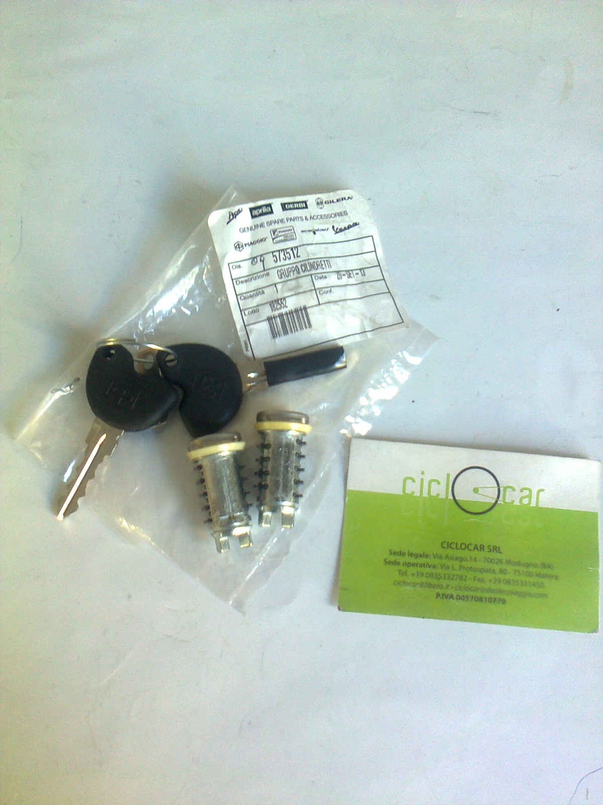 Kit Series Locks Cylinders Key Art.573512 Orig. Piaggio Vespa Et2-Lx-4T ...