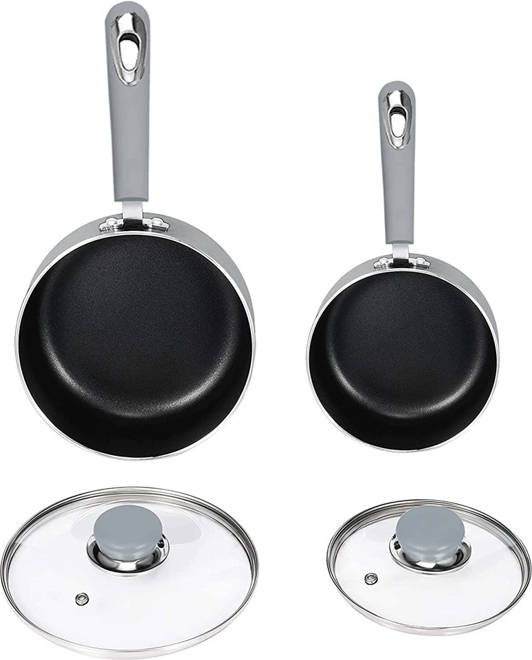 Nonstick Cookware Saucepan Set 1 Quart and 2 Quart with Glass Lid ...