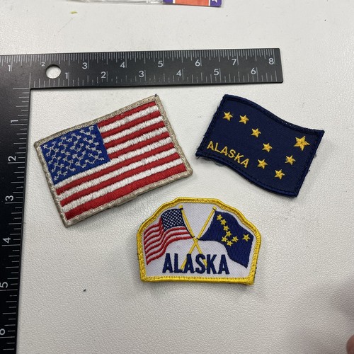 3 Patches USA FLAG + ALASKA STATE FLAG + CROSSED FLAGS Patch 32M7 | eBay