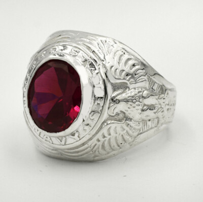 RUBY 4.74 Cts Large US NAVY RING .925 Sterling Silver * Made in USA | eBay
