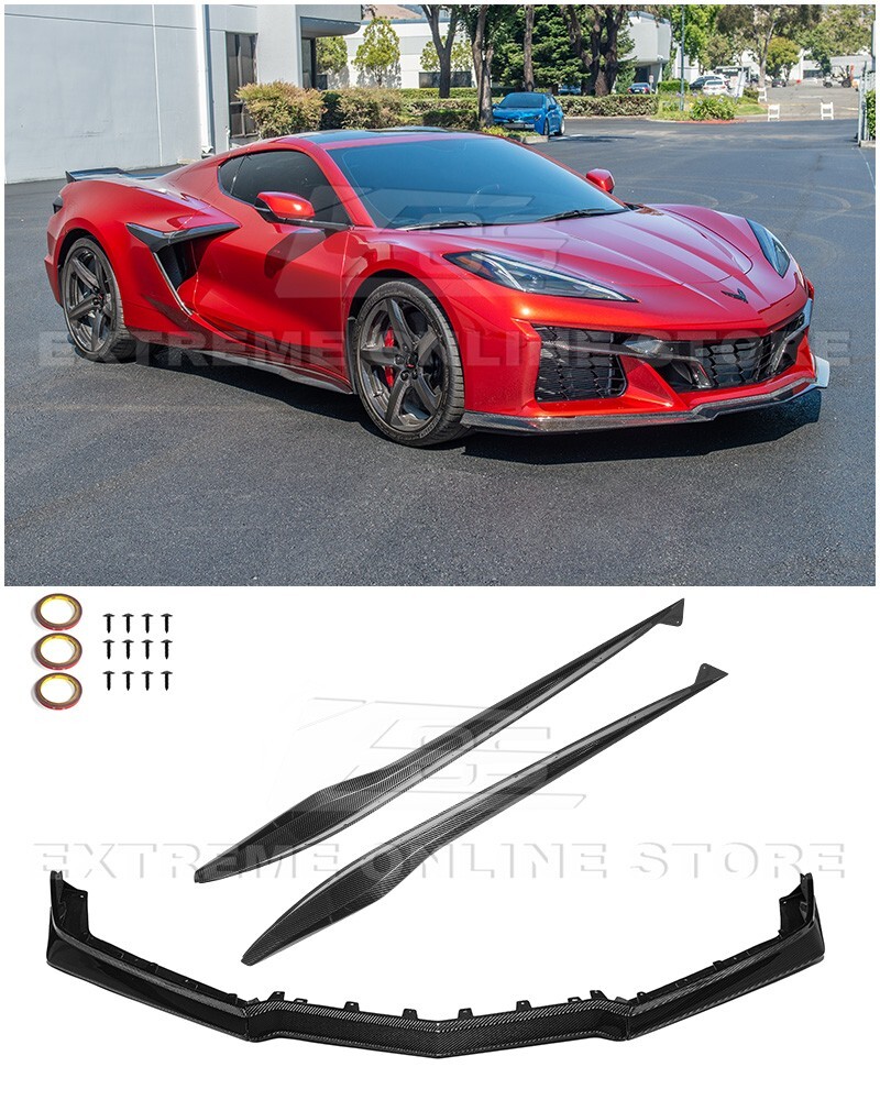 Z07 Performance CARBON FIBER Front Lip & Side Skirts For 23-Up Corvette ...