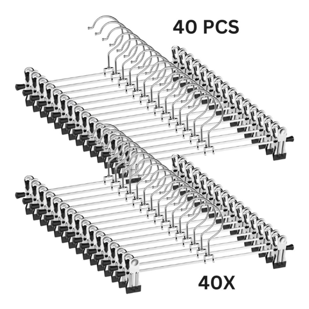 20/40 PCS Metal Clip Hangers Stainless Steel Non-Slip Trouser Skirt ...