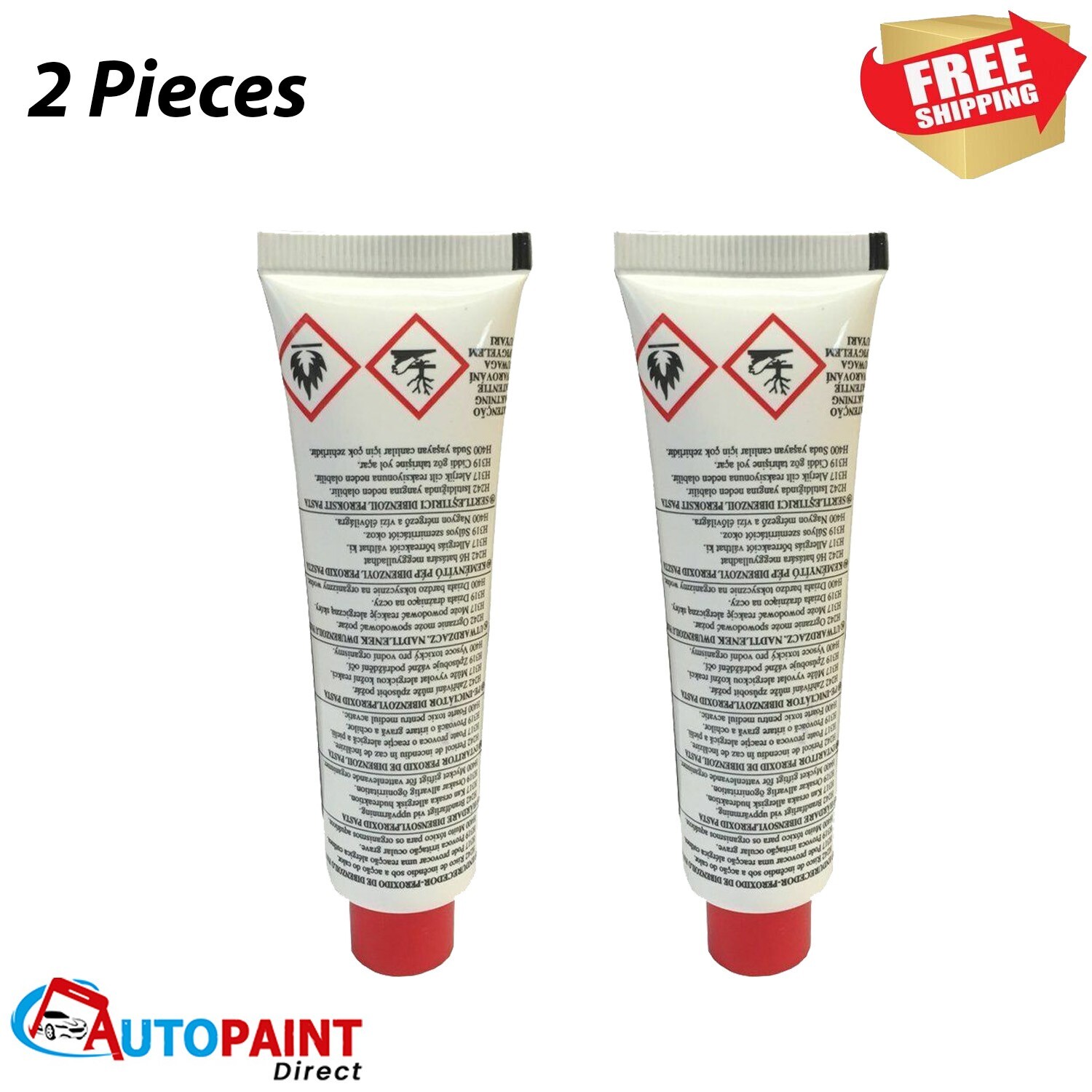 2 Car Body Filler Universal Hardener Tube 40G Fibre Glass Easy Sand For ...