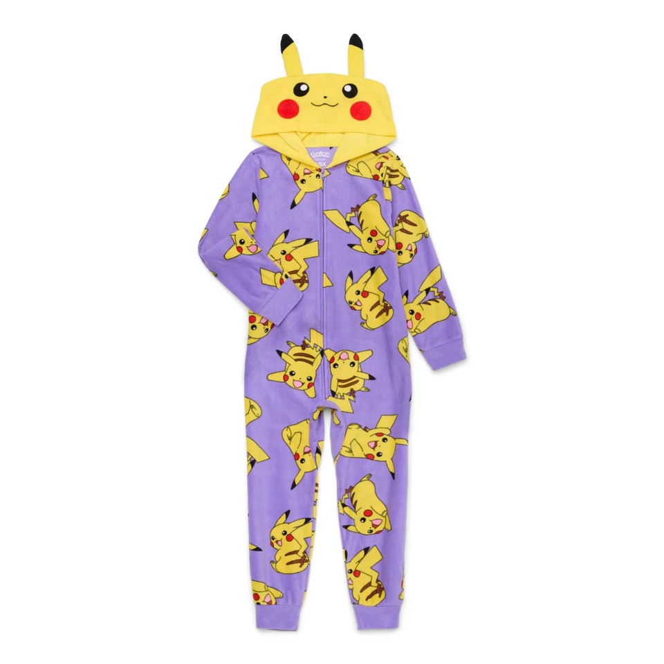 Pokemon Pikachu/Spiderman/Minecraft/SpongeBob Union Suit Pajama Hood ...