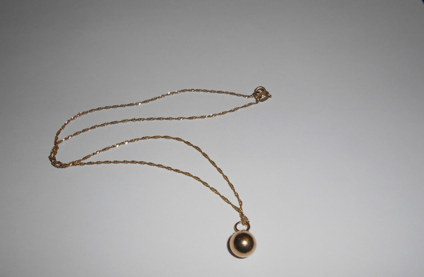 14K SOLID GOLD BALL PENDANT AND CHAIN , MADE IN ITALY. - Gem