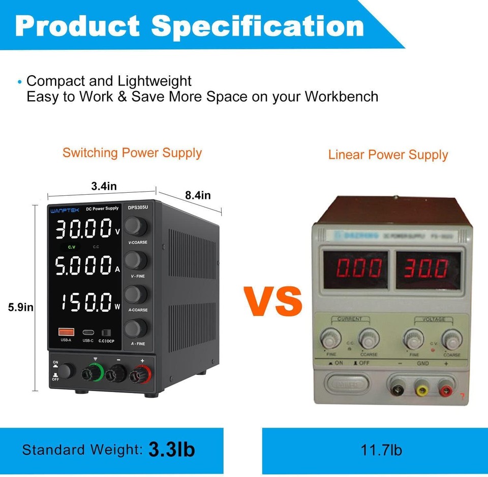 0~30V 5A Adjustable Lab DC Power Supply Variable Variable Bench Power ...