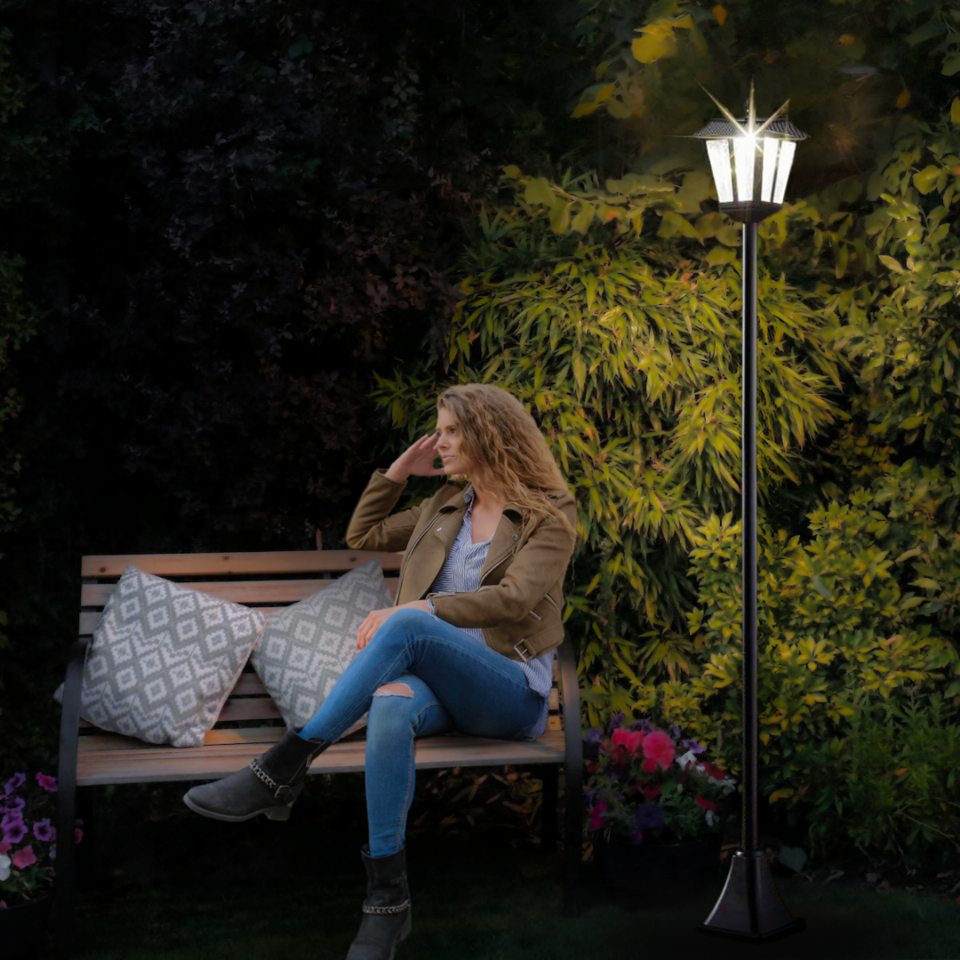 Solar Victorian Style LED Lamp Post Bright 100L Outdoor Light Garden ...