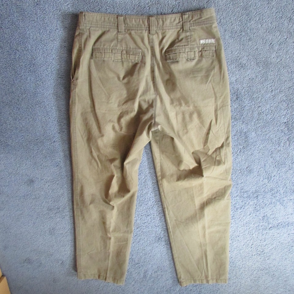 Columbia 35 Tan Brown Cargo Hiking Zip Fly Pants Side Zip Cargo Pkt | eBay