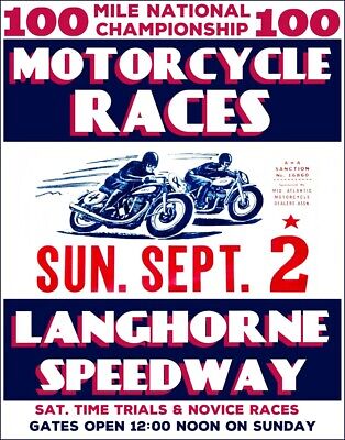 1956 Langhorne Pa. Speedway Motorcycle Races Poster Art Print | eBay