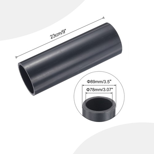 PVC Rigid Round Pipe 78mm ID 89mm OD 9" Length Dark Grey, High Impact ...