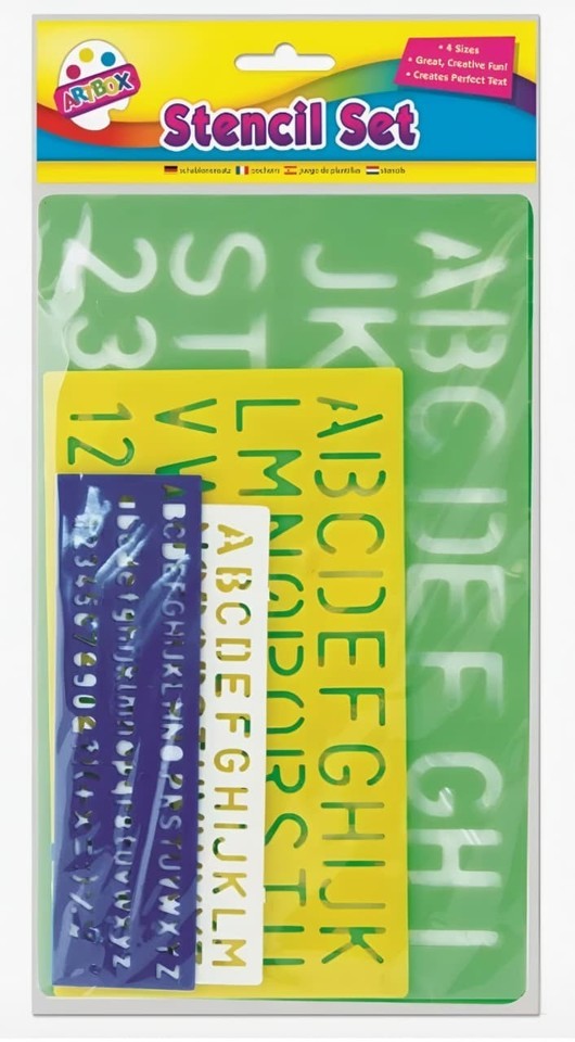 Alphabet & Number Stencil Set 4 Sizes 5mm 10mm 20mm 30mm Upper Case ...