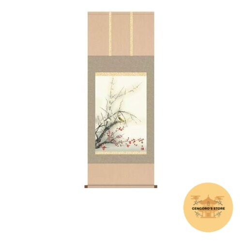 Japanese Hanging Scroll by Shusui Ukita “Plum Blossoms & Warbler” Art ...