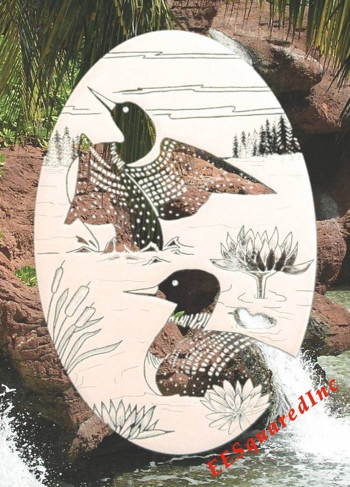 LOON STATIC CLING WINDOW DECAL New Oval 8x12 Vinyl Wild Ducks Glass ...