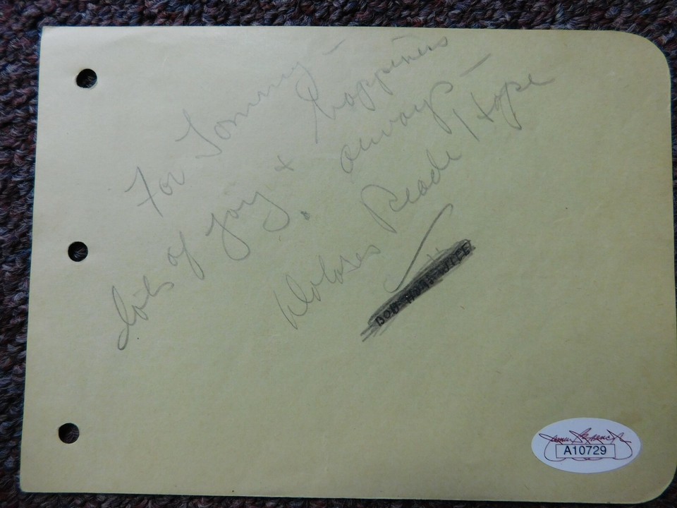 Jerry Colonna & Delores Hope Signed Autographed Inscribed Bob Hope ...