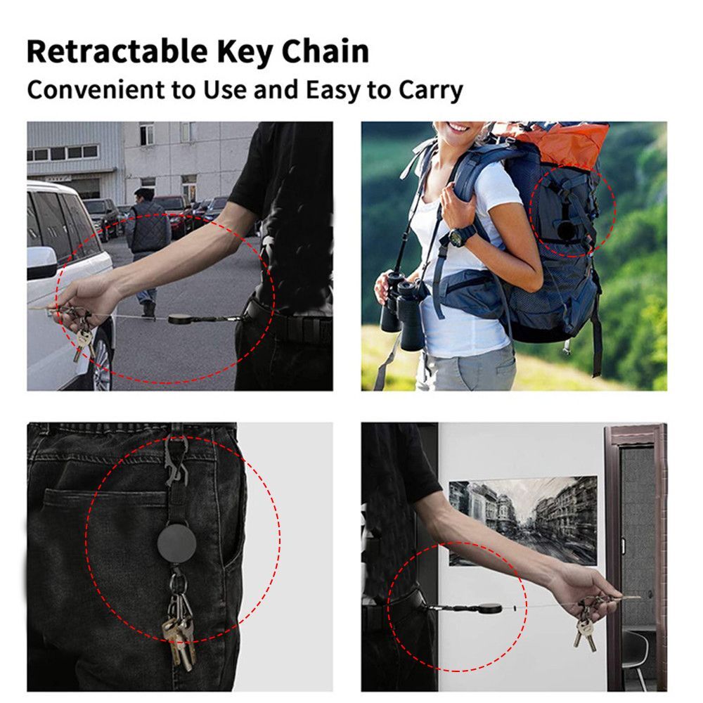 Carabiner Key Ring Retractable Keychain Badge Reel Clip ID Card Holder ...