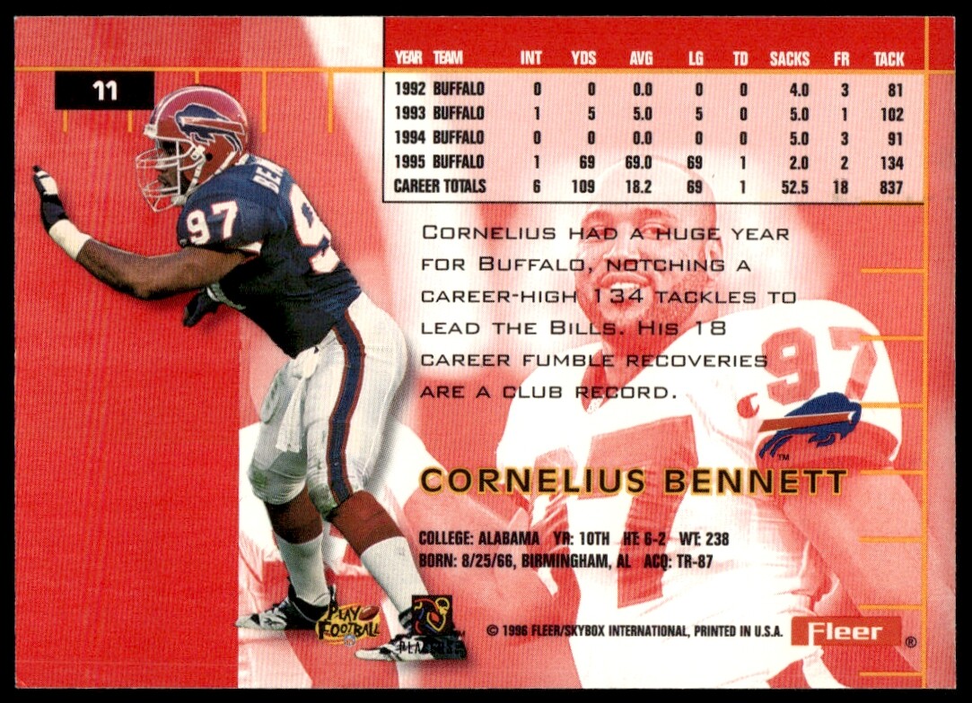 1996+Fleer+Ultra+-+%2311+Cornelius+Bennett for sale online | eBay