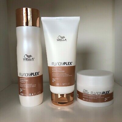 Wella FusionPlex Shampoo 8.4 oz Conditioner 6.7 oz Mask 5 oz Trio Set ...