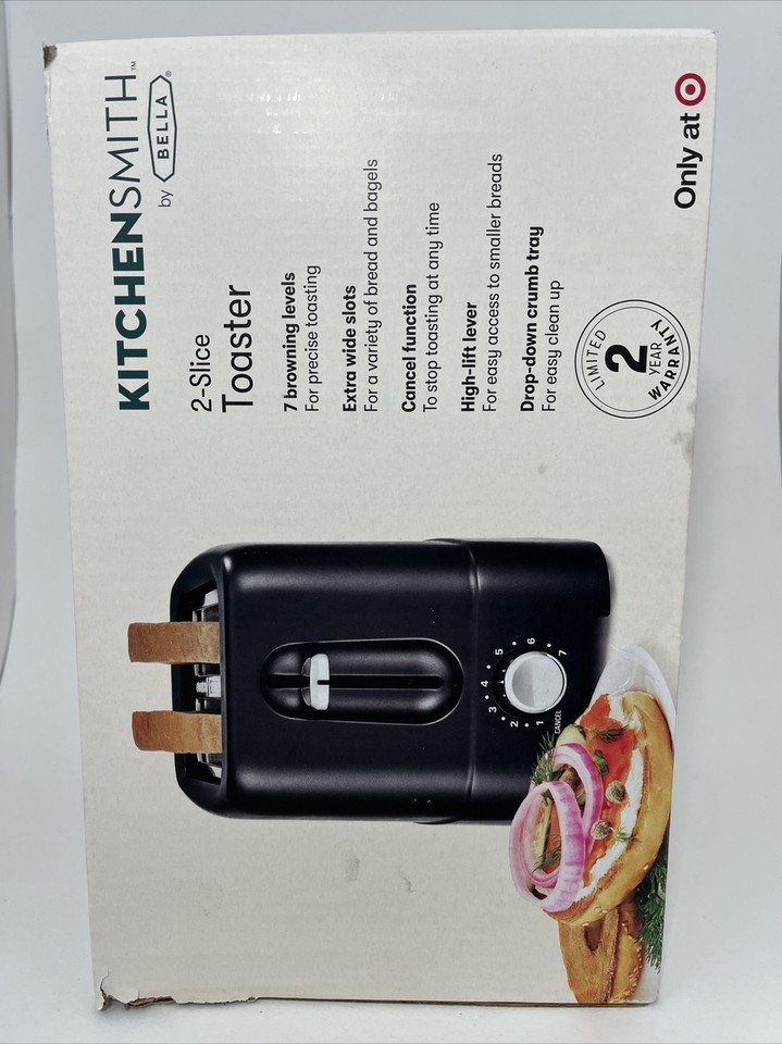 KitchenSmith by BELLA 2 Slice Toaster - 7 Toast Shade Extra Wide Slots ...