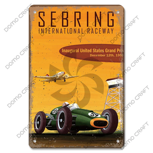 Racing Car Plaque Metal Tin Sign F1 Racetrack Vintage Metal Poster ...