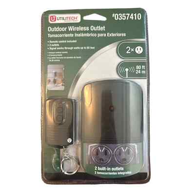 New Utilitech Outdoor Wireless Outlet 0357410 Remote 80ft Range | eBay